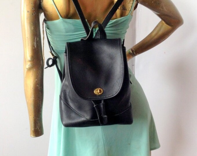 COACH Small Vintage Black Leather Backpack Rucksack Purse - Etsy