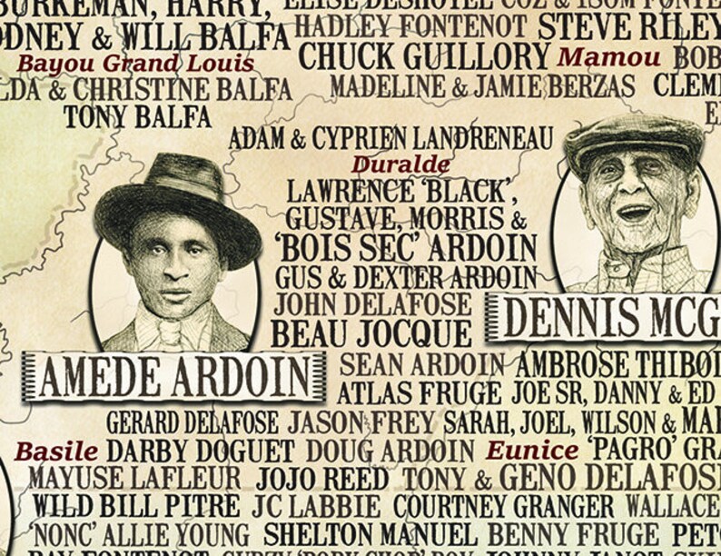 Southwest Louisiana Music Map - LATEST EDITION Birthplaces of Over 900 ...