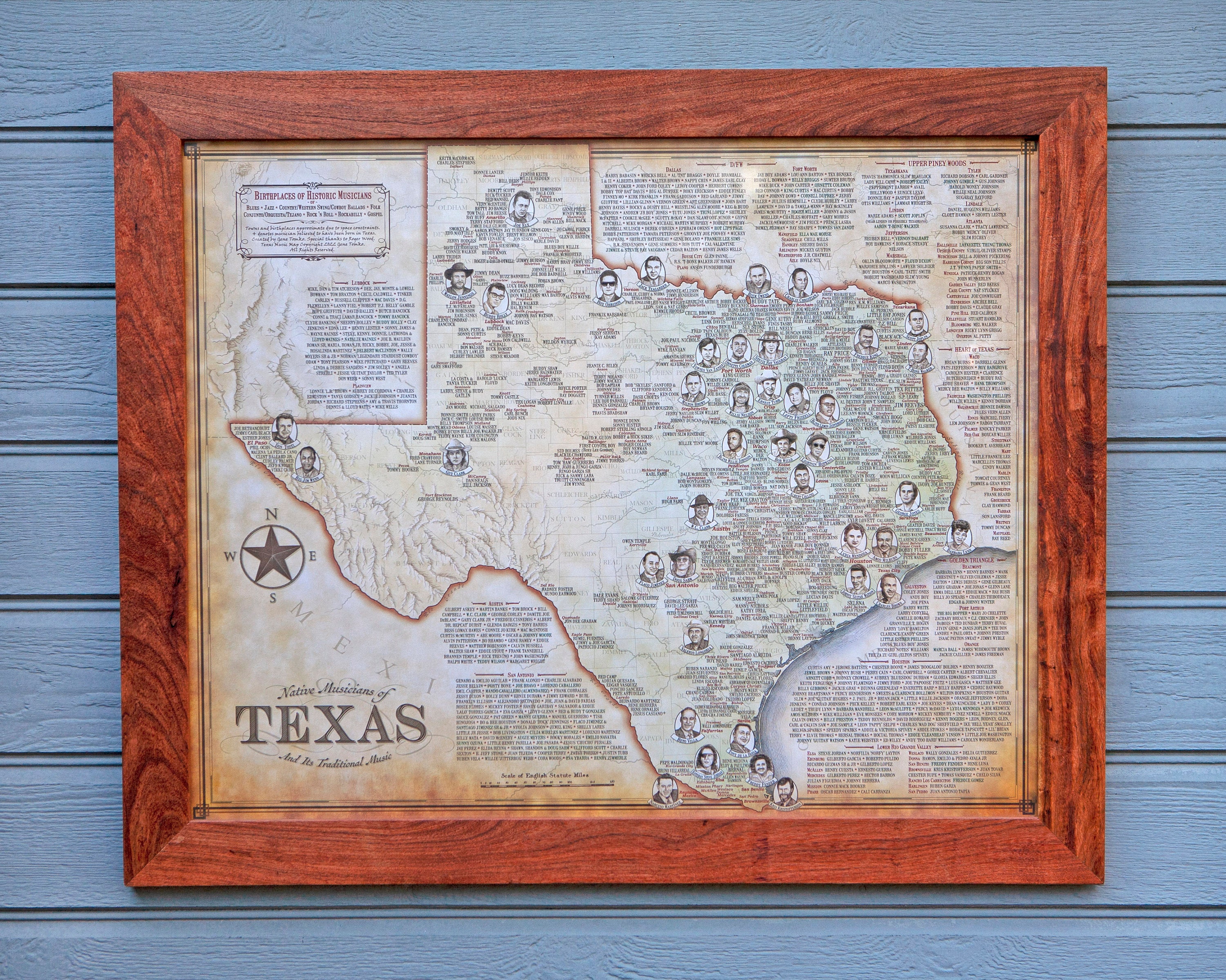 Texas Music Map - Birthplaces of 1000+ Native Musicians of Blues, Jazz ...