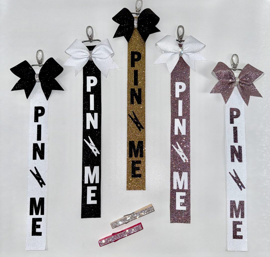 Cheerleading Pin Me Ribbon, Cheer Competition, Pin Me Bow, Bag Tag, Cheer Pin Ribbon, 5 Color ...