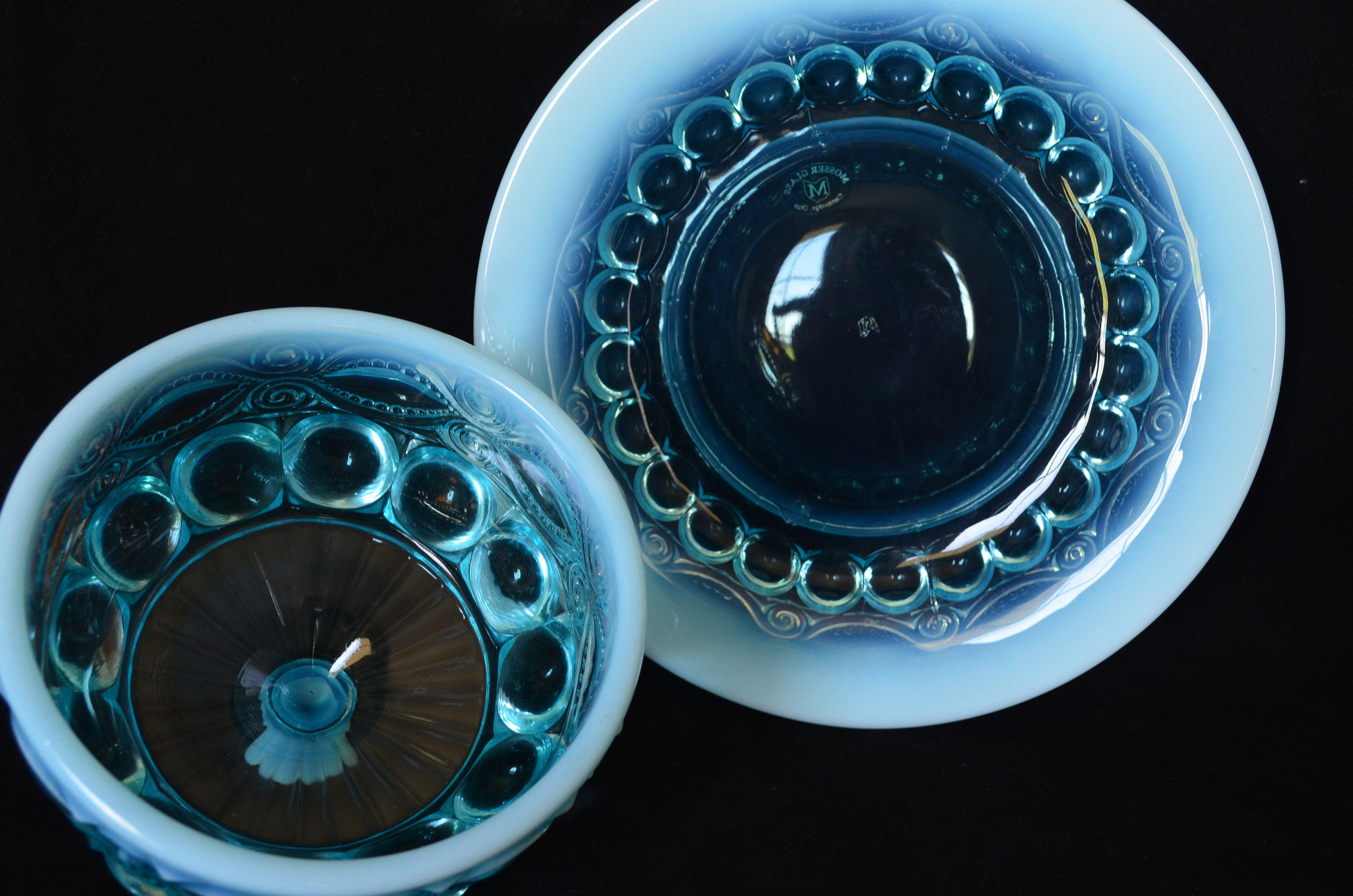 Mosser Glass eye Winker Opalescent Blue Butter - Etsy