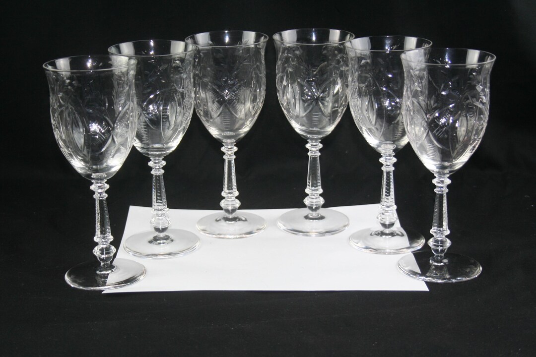 Libbey Rock Sharpe "cambria" Pattern 2005 Etched Crystal Wine/water ...