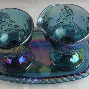 Colony (indiana Glass) Iridescent Blue "harvest Grape" Footed Creamer ...