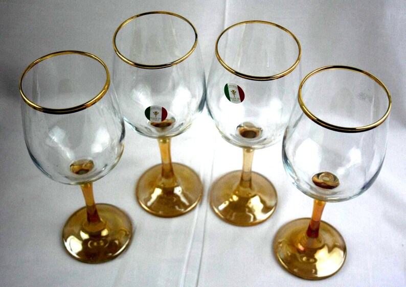 Cristelleria Fratelli Fumo Italian 12 Oz Crystal Wine Goblet With Gold ...