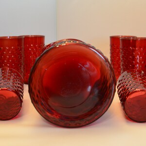Anchor Hocking Ruby Red Hobnail Pitcher and 8 Matching - Etsy