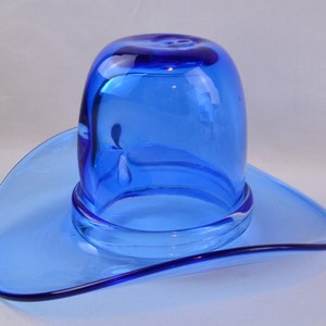 Blenko Blue Glass Cowboy Hat, Vintage, 9.25 Diameter With Hat Band ...