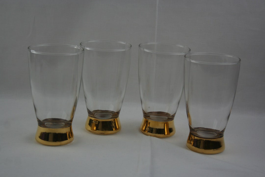 Tabla Home "classic Touch" 8 Oz Gold Trim Base Glass Tumbler (1960s/70s ...