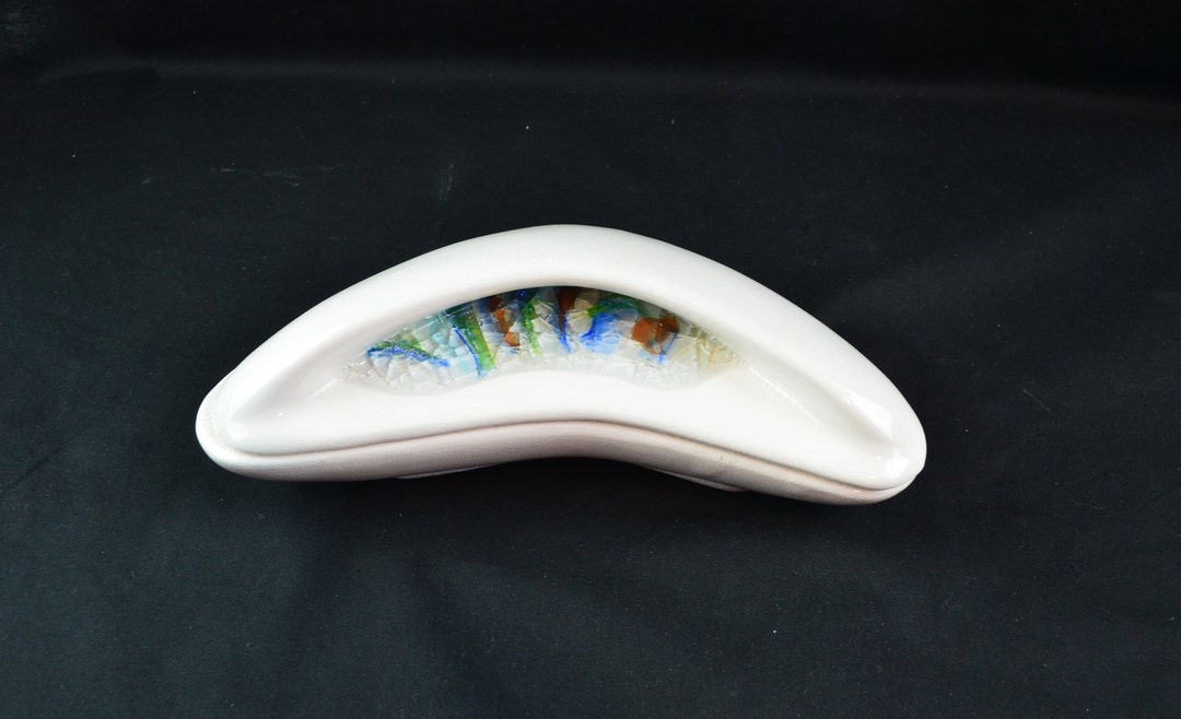Boomerang Atomic Age MCM Amoeba Lidded Ceramic Trinket/candy Dish With ...