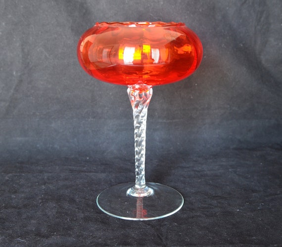 Empoli Bright Orange Snifter Candle Holder Hand-blown Glass - Etsy