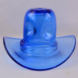 Blenko Blue Glass Cowboy Hat, Vintage, 9.25" Diameter With Hat Band ...
