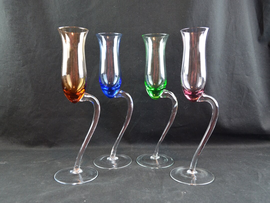 Multi-colored Wine/champagne Flutes 10.5" Tall. Set of 4, Blue, Green ...