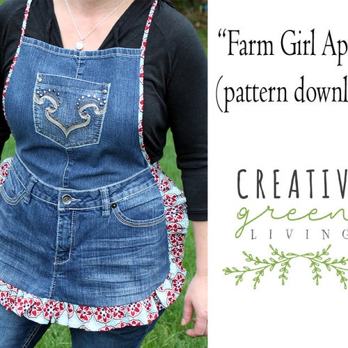 Farm Girl Recycled Denim Apron PDF DOWNLOADABLE Pattern - Etsy