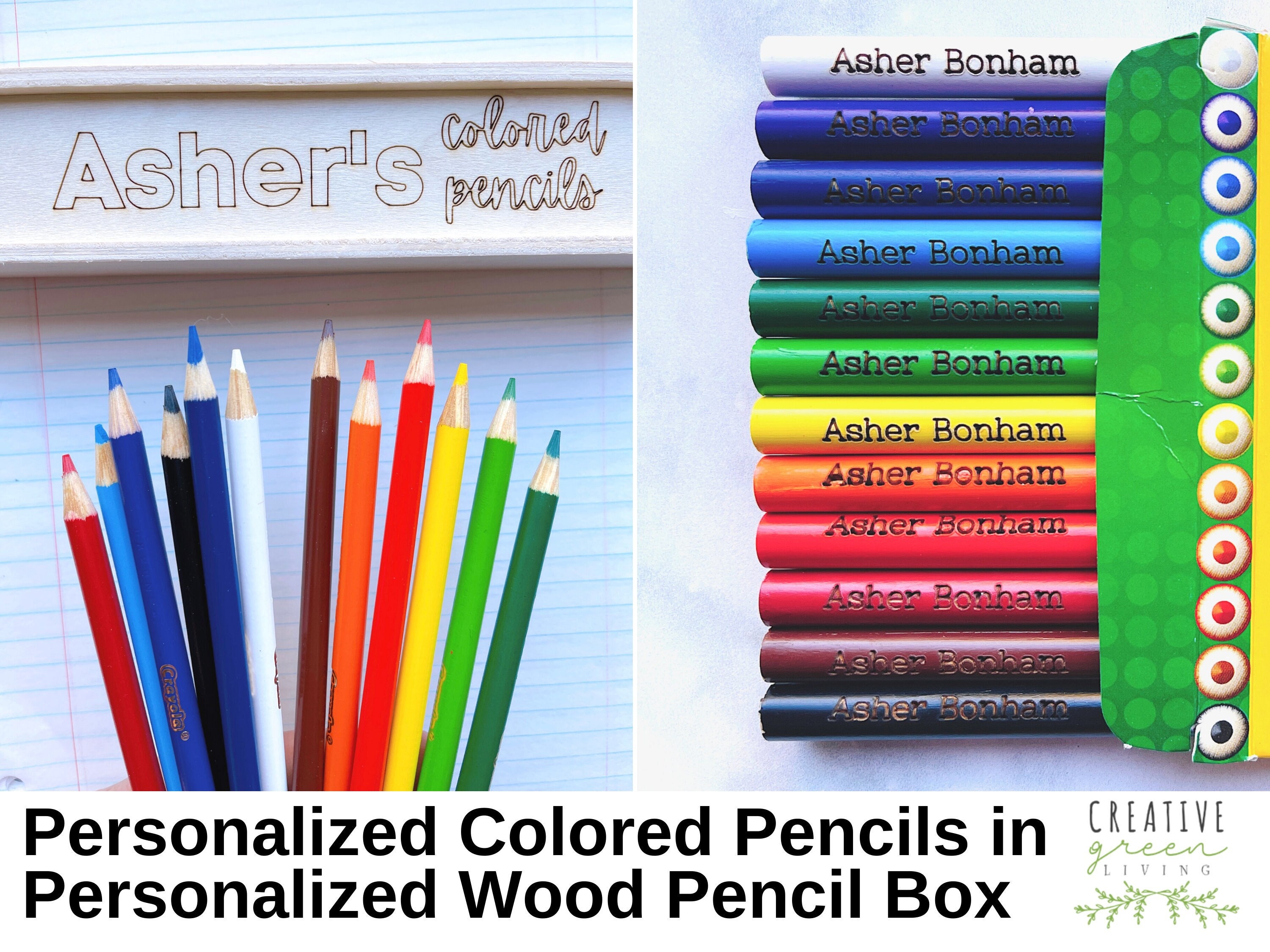 Personalized Colored Pencils in Personalized Wood Case Slide | Etsy
