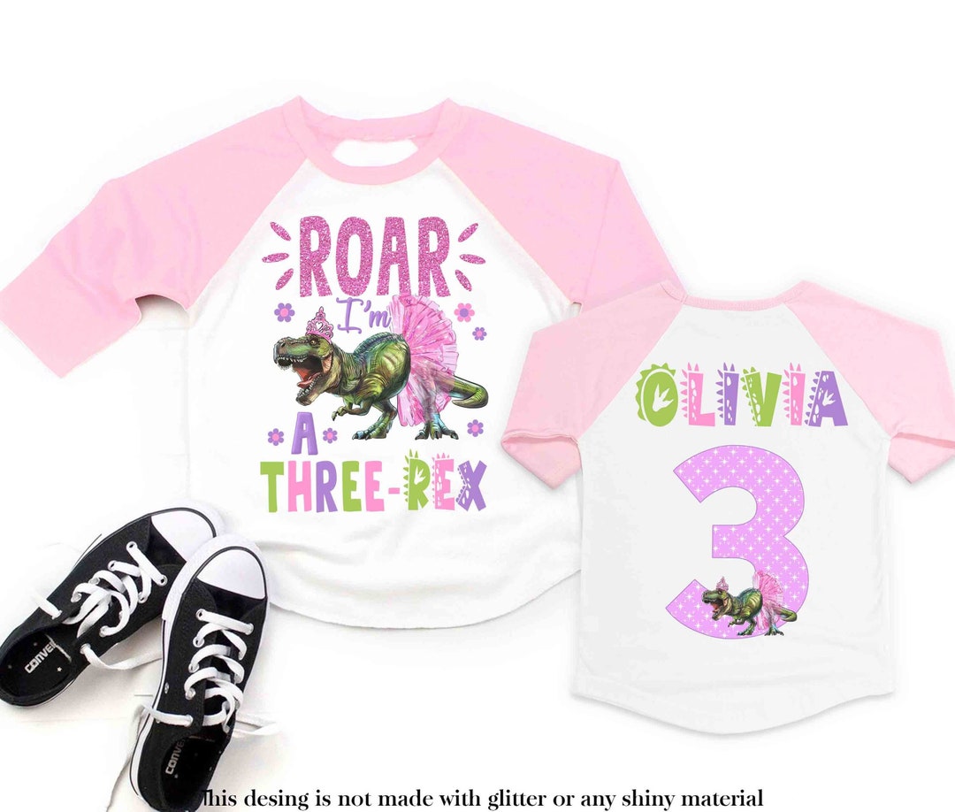 Three Rex 3 Rex Girl Dinosaur Girl Shirt, 3 Rex Birthday Shirt, Girl ...