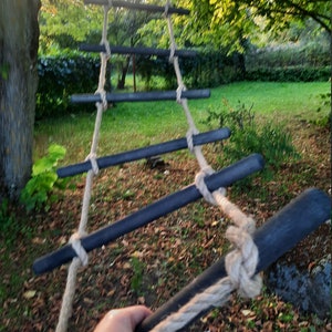 Wooden Rope Ladder, Tree House Ladder With Natural Jute Rope - Etsy