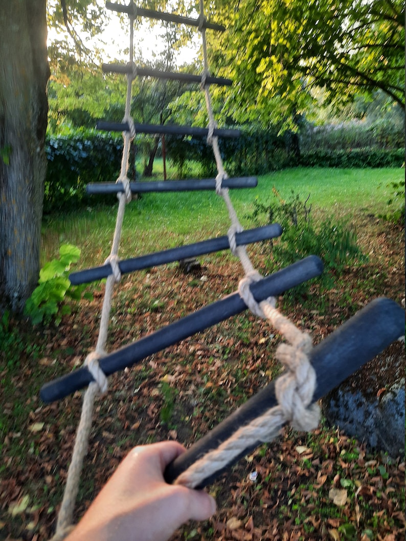 Wooden Rope Ladder, Tree House Ladder With Natural Jute Rope - Etsy