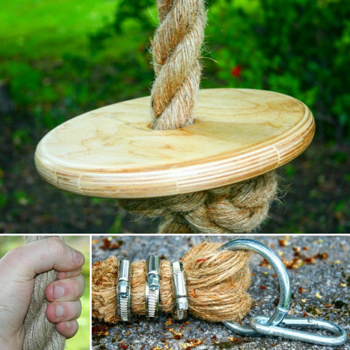 Tree swing with disc seat and thick rope for good grasp | Etsy