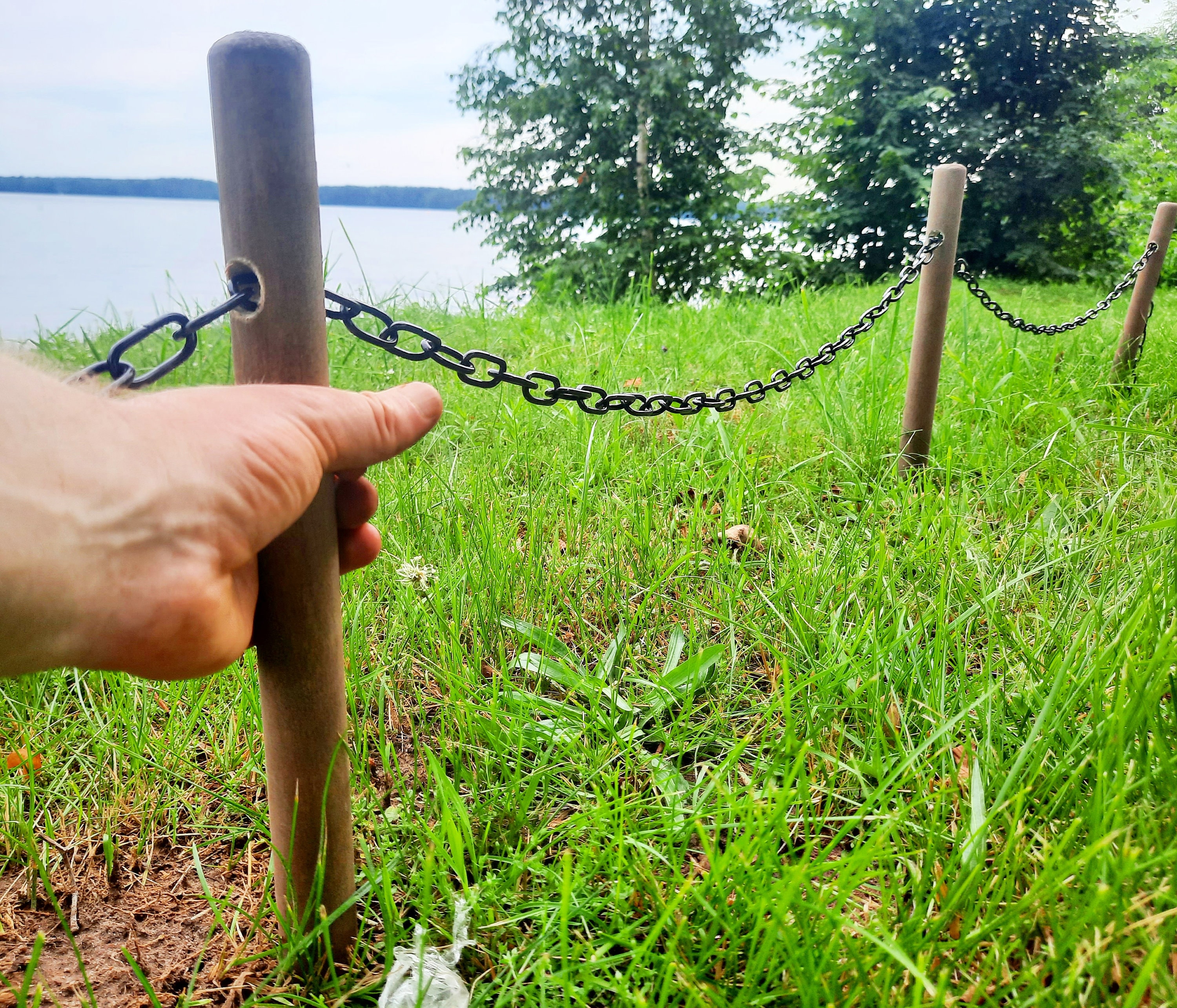 Fence Post And Chain Barrier