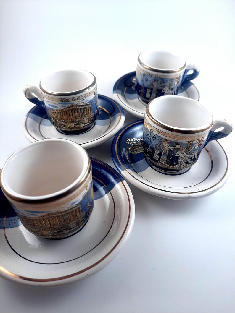 Greek Fakiola Tea Set Hand Hade 24k Gold Collectible Porcelain - Etsy