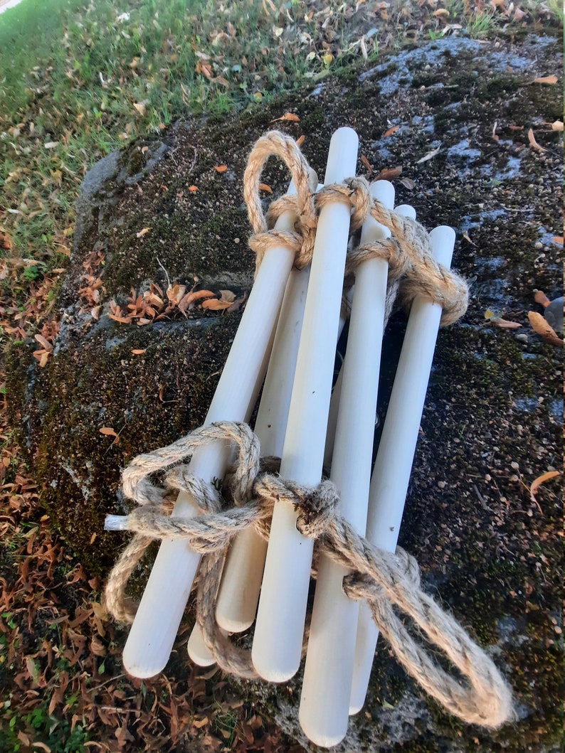 Wooden Rope Ladder, Tree House Ladder With Natural Jute Rope - Etsy