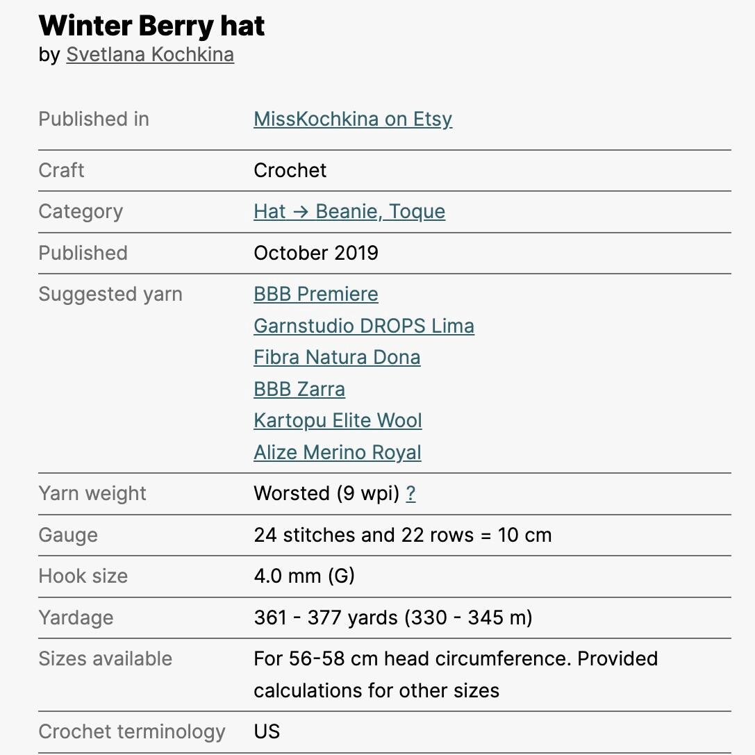 Winter Berry Hat (PDF Crochet Pattern) - Etsy