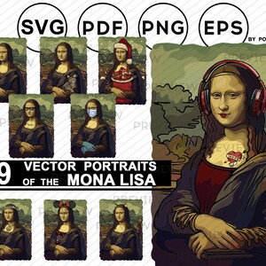 Mona Lisa Clipart. Vector Portrait. Leonardo Da Vinci Paintings Bundle ...