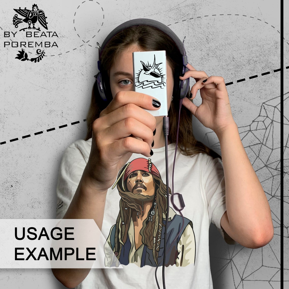 Captain Jack Sparrow Clipart. Vector Portrait. Johnny Depp Illustration ...