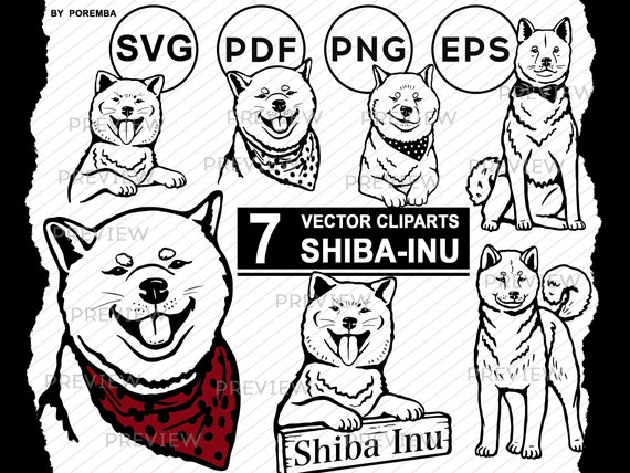Shiba Inu Clipart. Dog Image and Illustration. Files for - Etsy