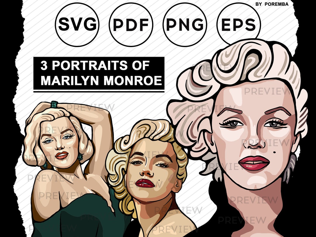 Marilyn Monroe Clipart. Vector Portrait. Vintage Illustration. Fashion ...