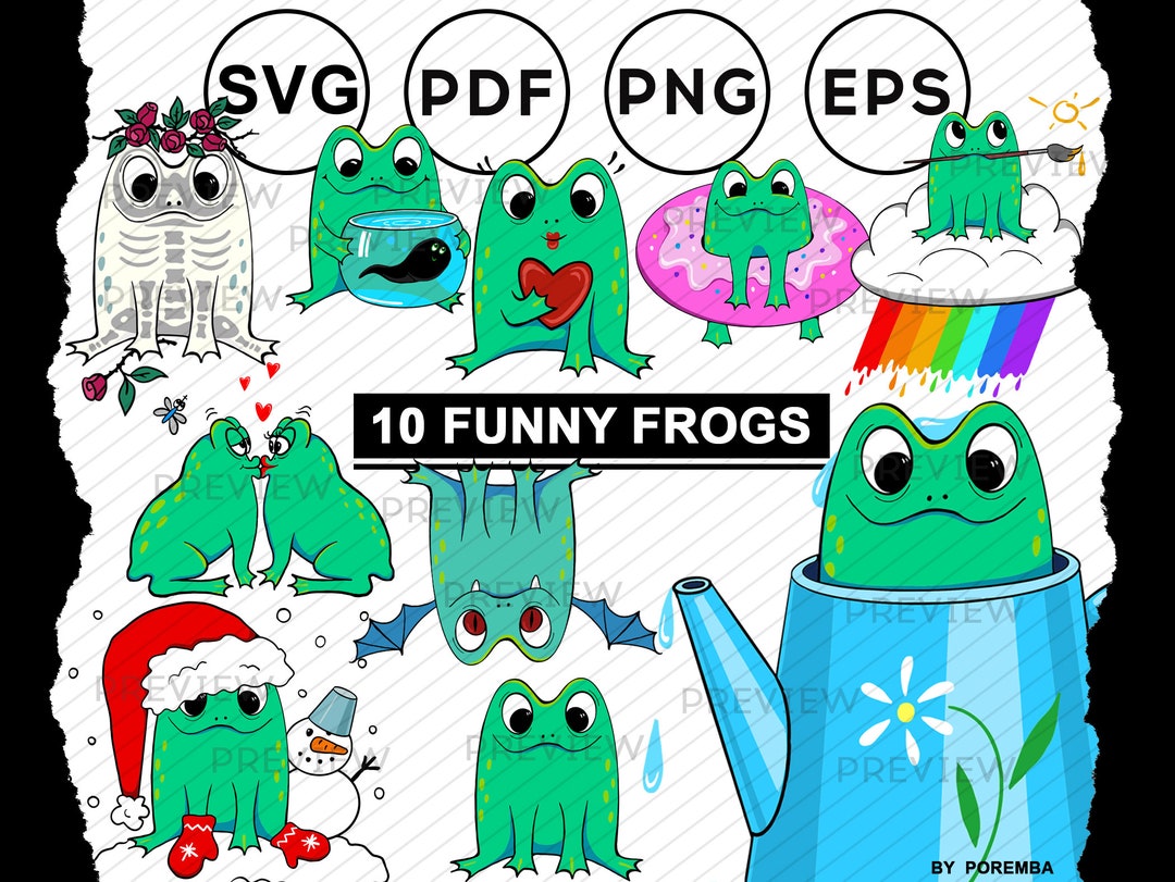 Funny Frogs. Frog Icons. Frog Vinyl. Frog Illustrations. SVG, PNG, EPS ...