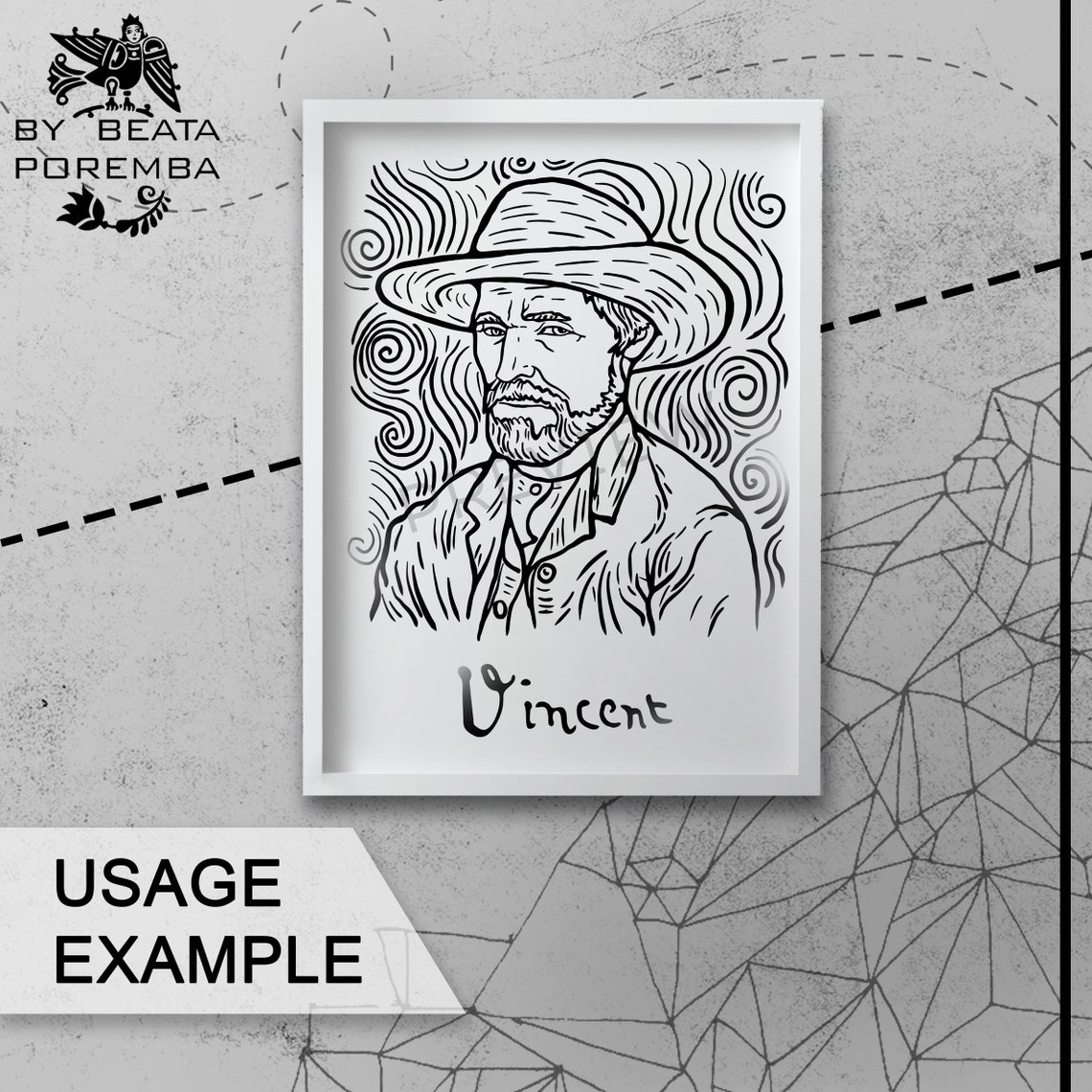 Vincent Van Gogh Clipart. Vector Portrait. Van Gogh Paintings Bundle ...