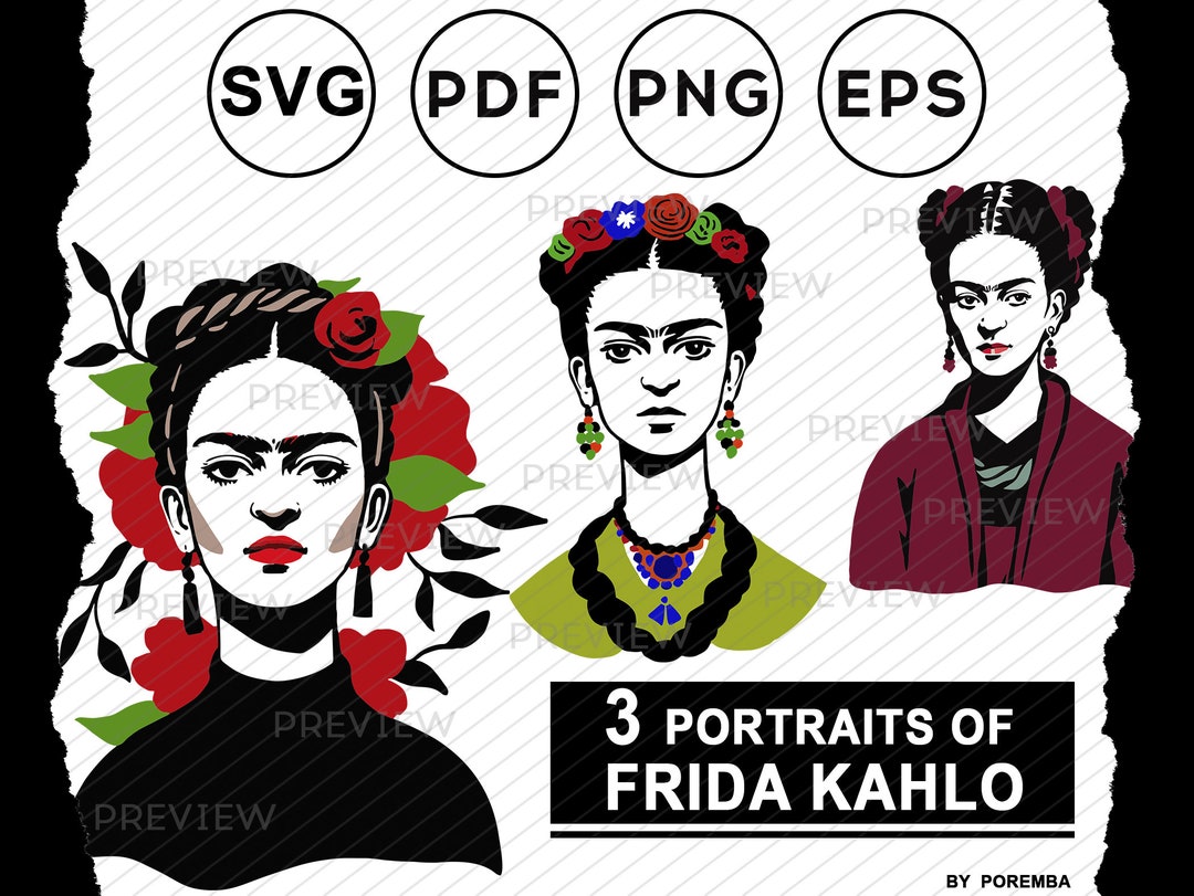 Frida Kahlo Clipart. 3 Vector Portraits. Mexican Illustration, Graphics ...