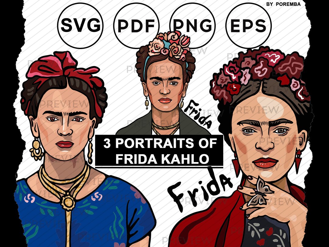 Frida Kahlo Clipart. 3 Vector Portraits. Mexican Illustration, Graphics ...