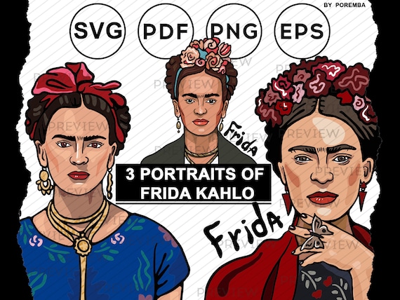 Frida Kahlo Clipart. 3 Vector Portraits. Mexican Illustration - Etsy