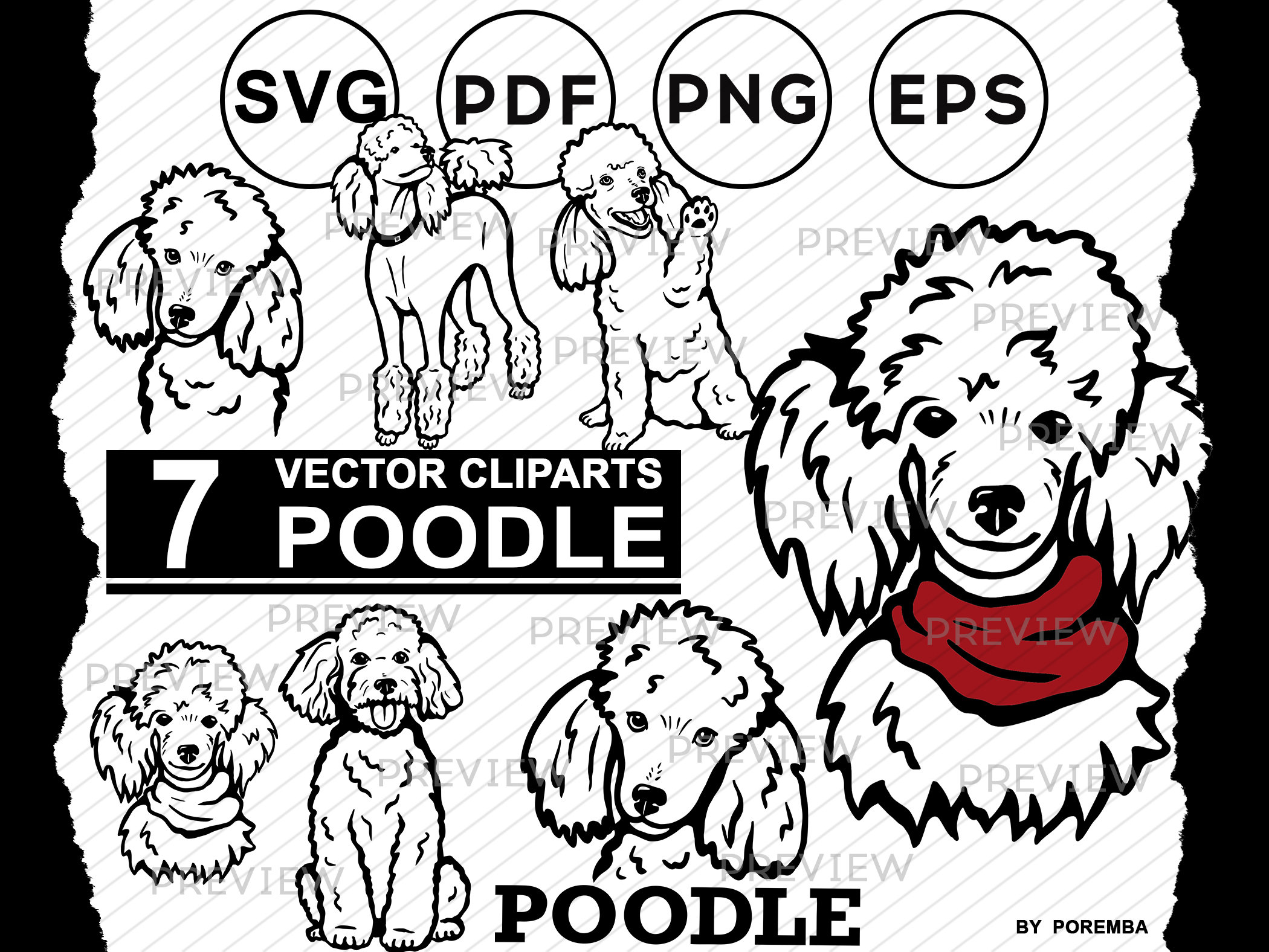 Poodle Clipart. Dog Image and Illustration. French Poodle. Files for ...
