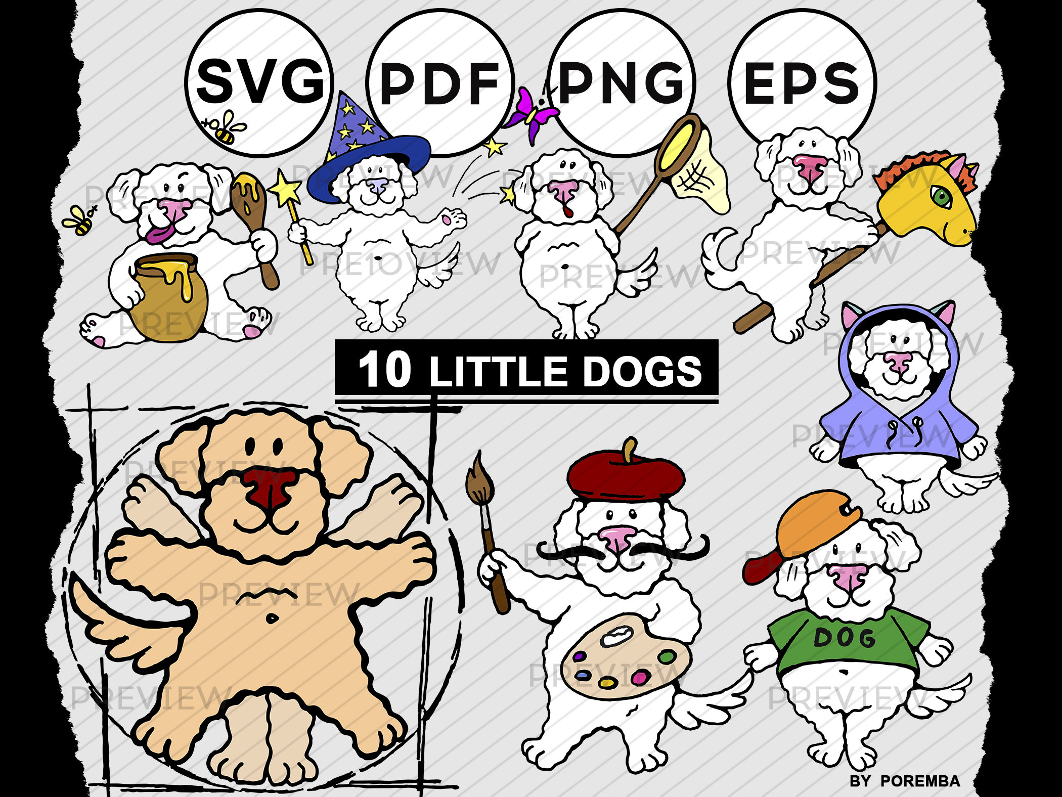 My Little Dog Clipart Set. Doggy Icons. Funny Vinyl. Bichon Frise. Pet ...