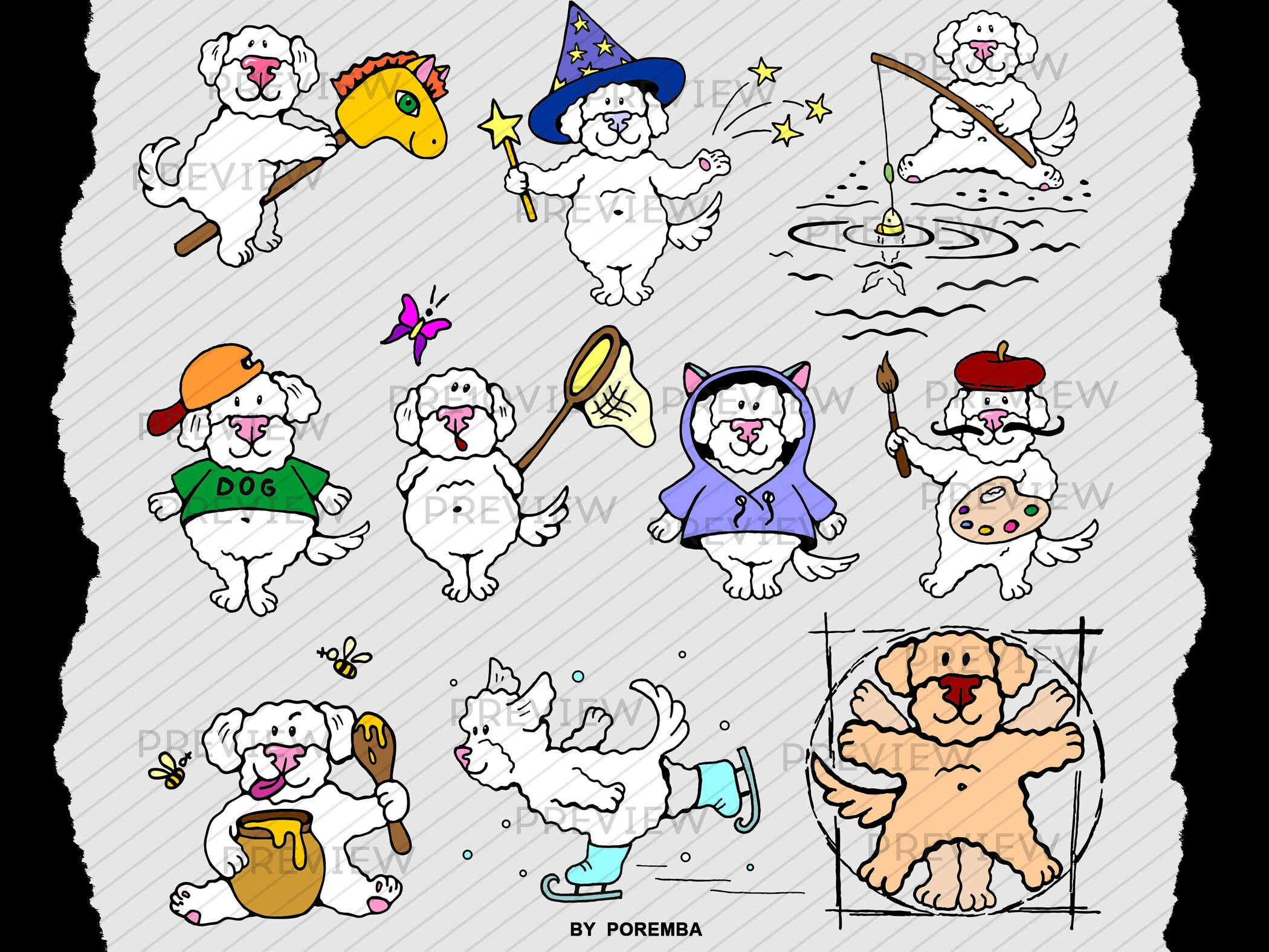 My Little Dog Clipart Set. Doggy Icons. Funny Vinyl. Bichon Frise. Pet ...