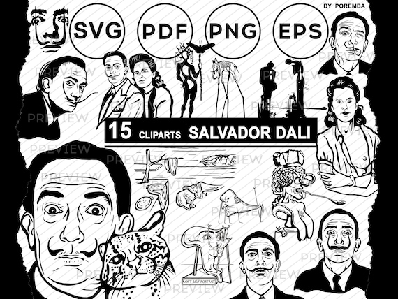 Salvador Dali Vector Clipart. Portraits and Paintings Bundle. - Etsy