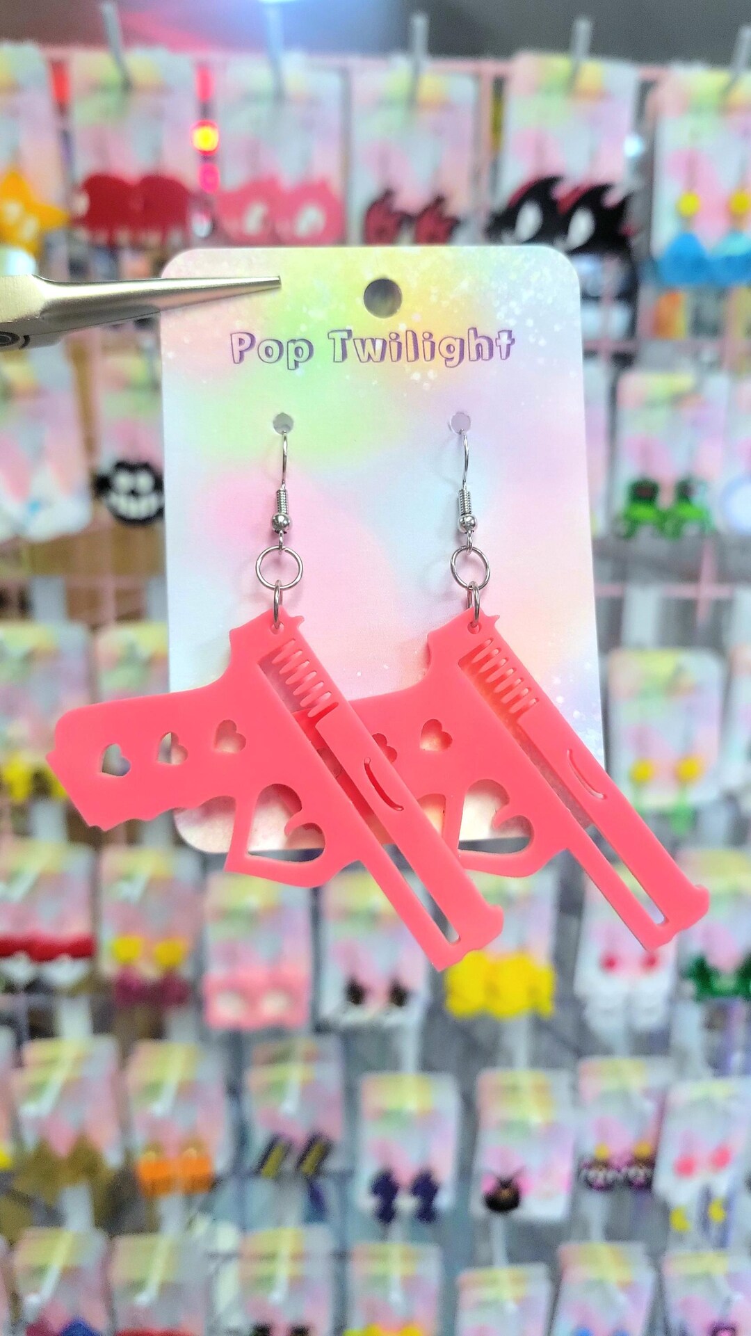 GUN Dark Pink EARRINGS Pew Pew! Edgy Accessories, Cute, Second ...