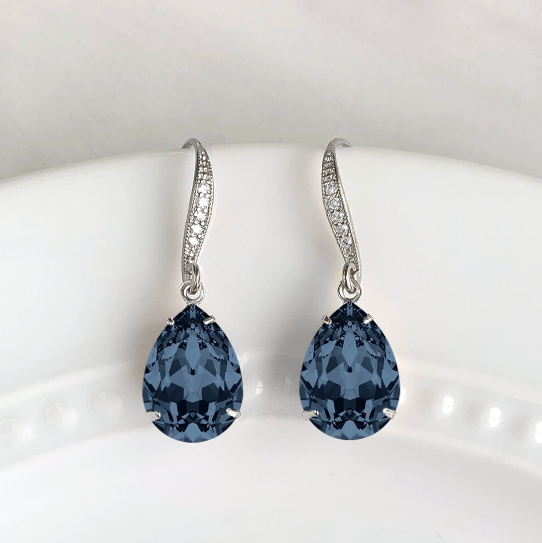 Sapphire Earrings September Birthstone Crystal Earrings - Etsy Singapore