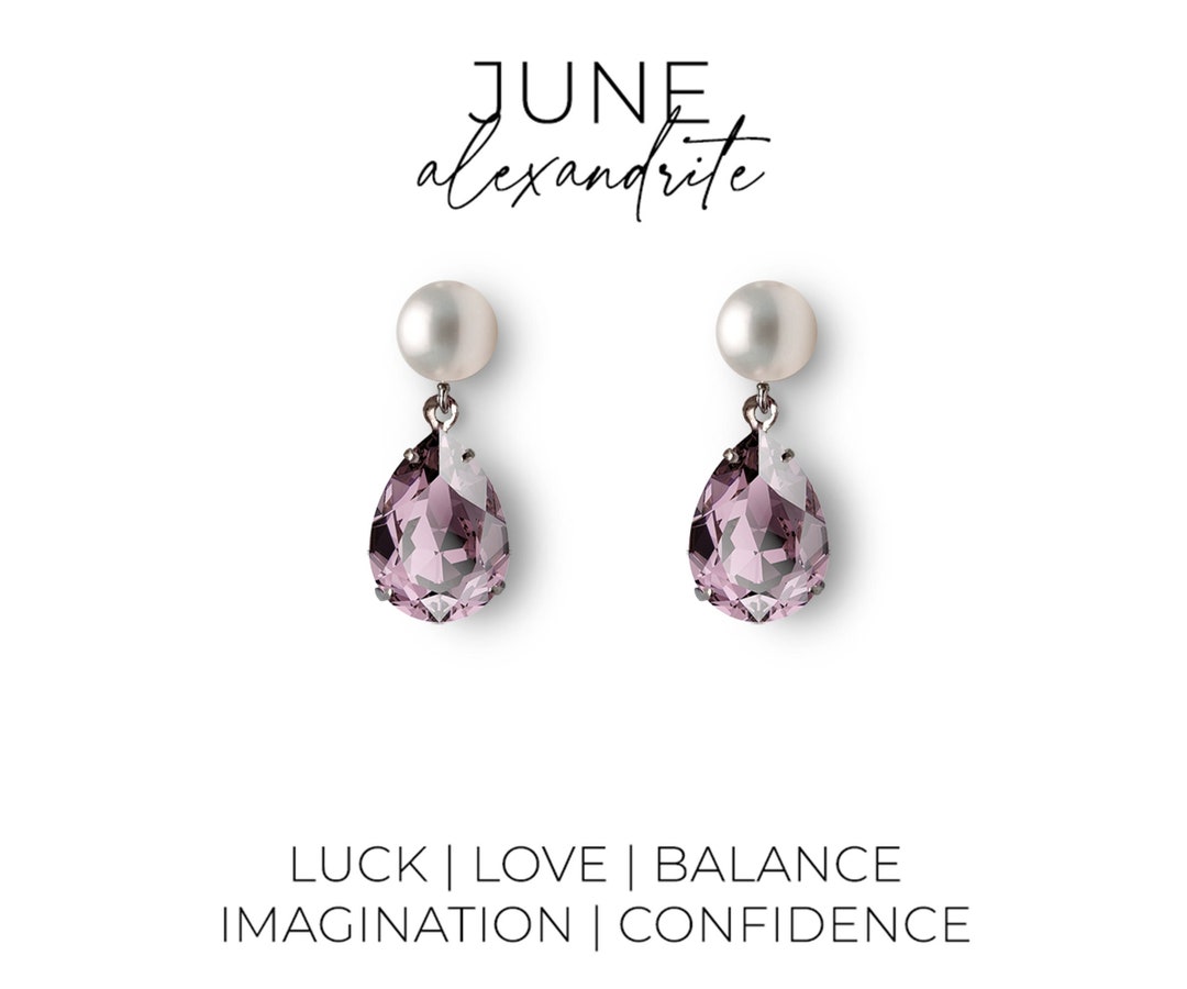 June Birthstone Earrings - Alexandrite Earrings - Crystal Earrings ...