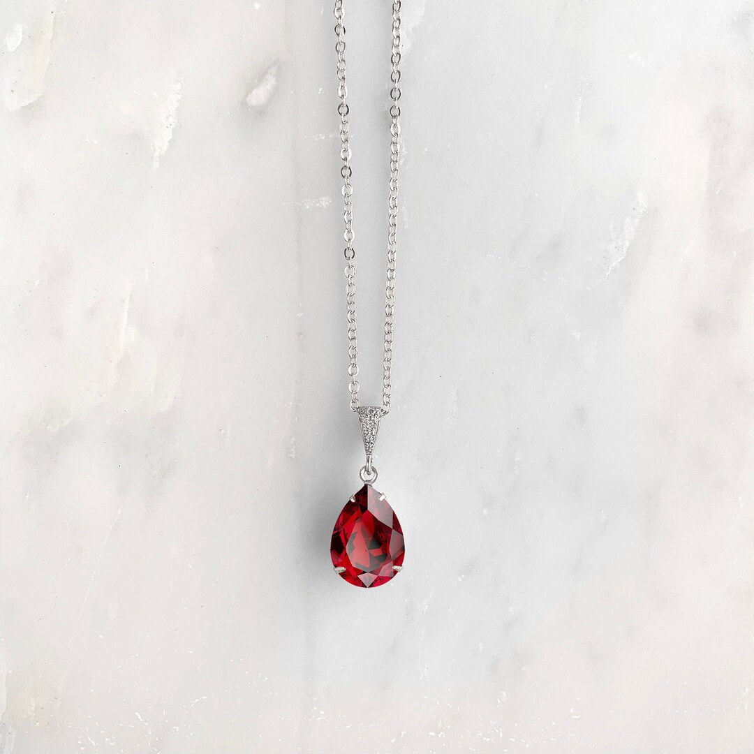 Ruby Necklace - Crystal Necklace - Pendant Necklace - Avery Necklace - Etsy