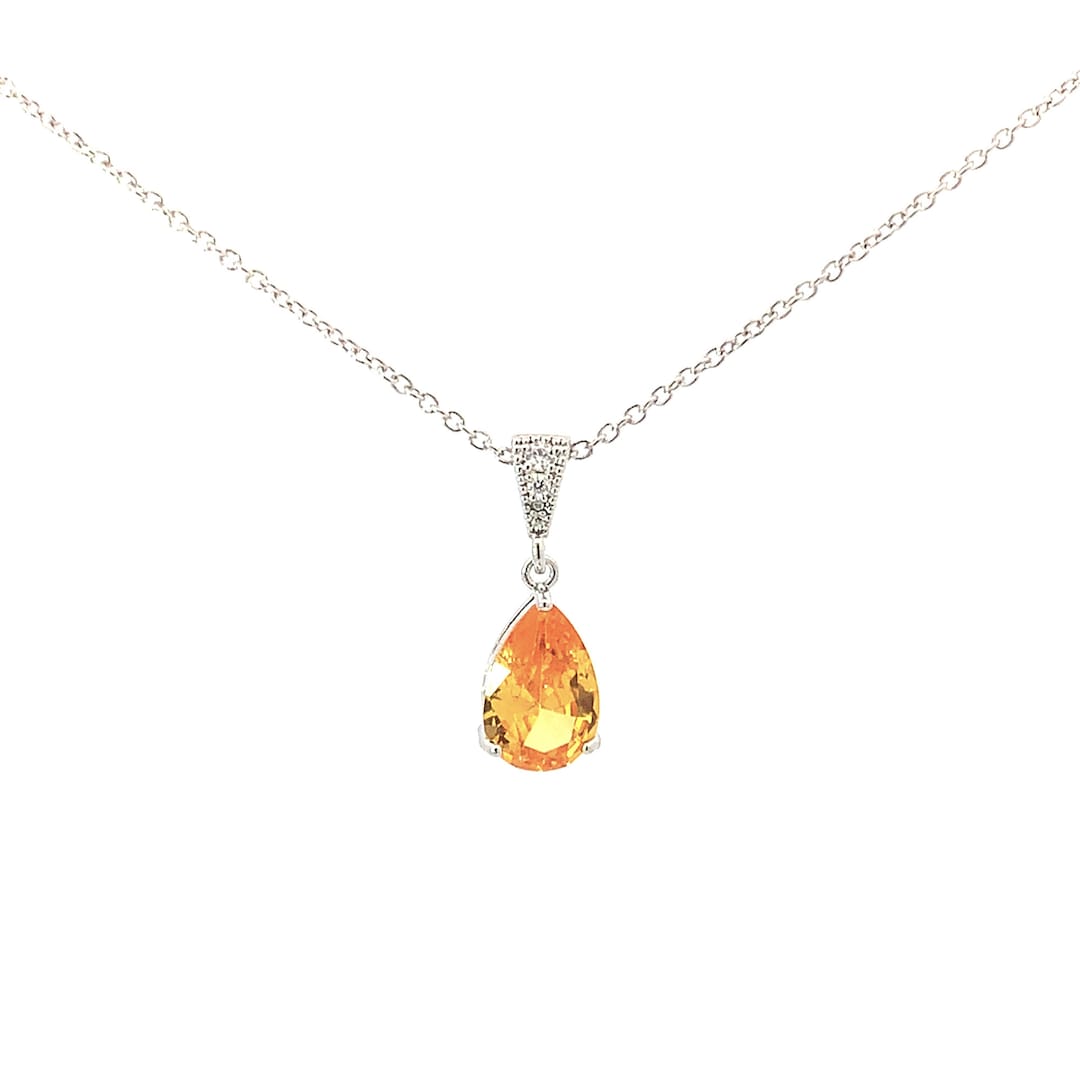 Collana con topazio giallo - pendente a forma di lacrima di cristallo ...