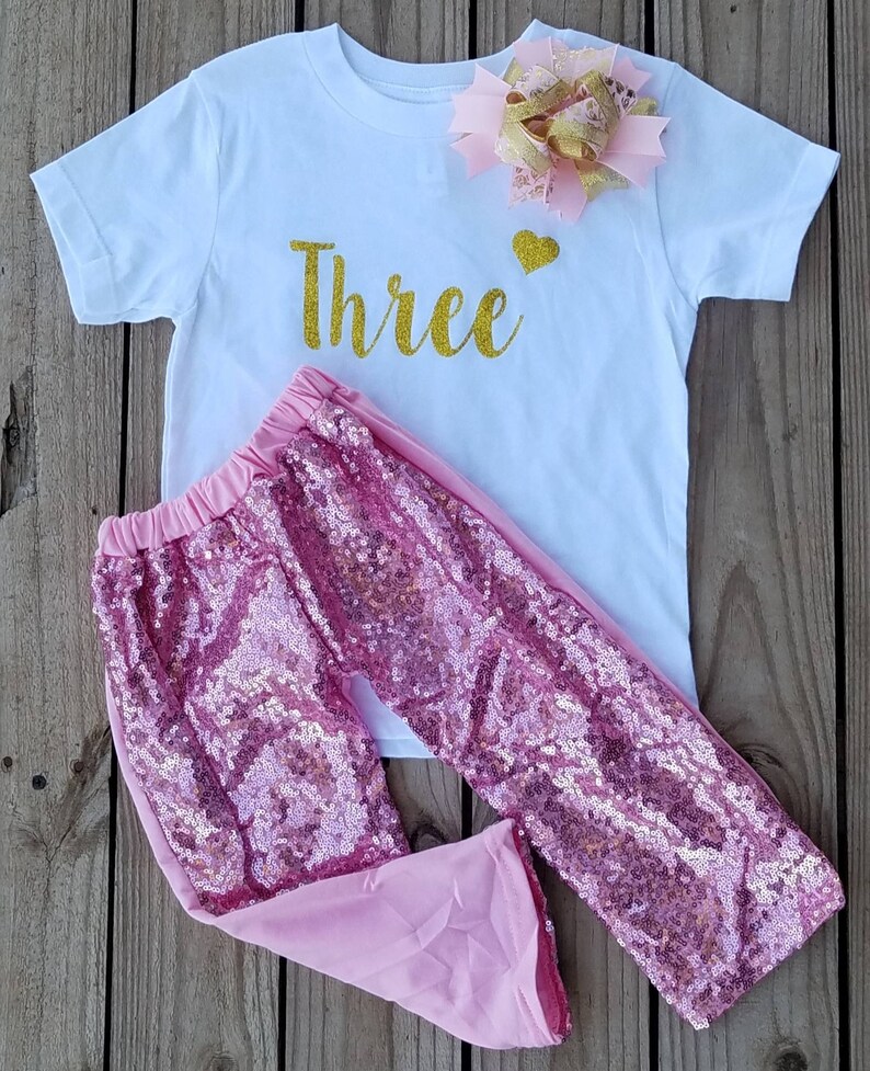 3 Year Old Girls Birthday Outfit Third Bday Personalized | Etsy