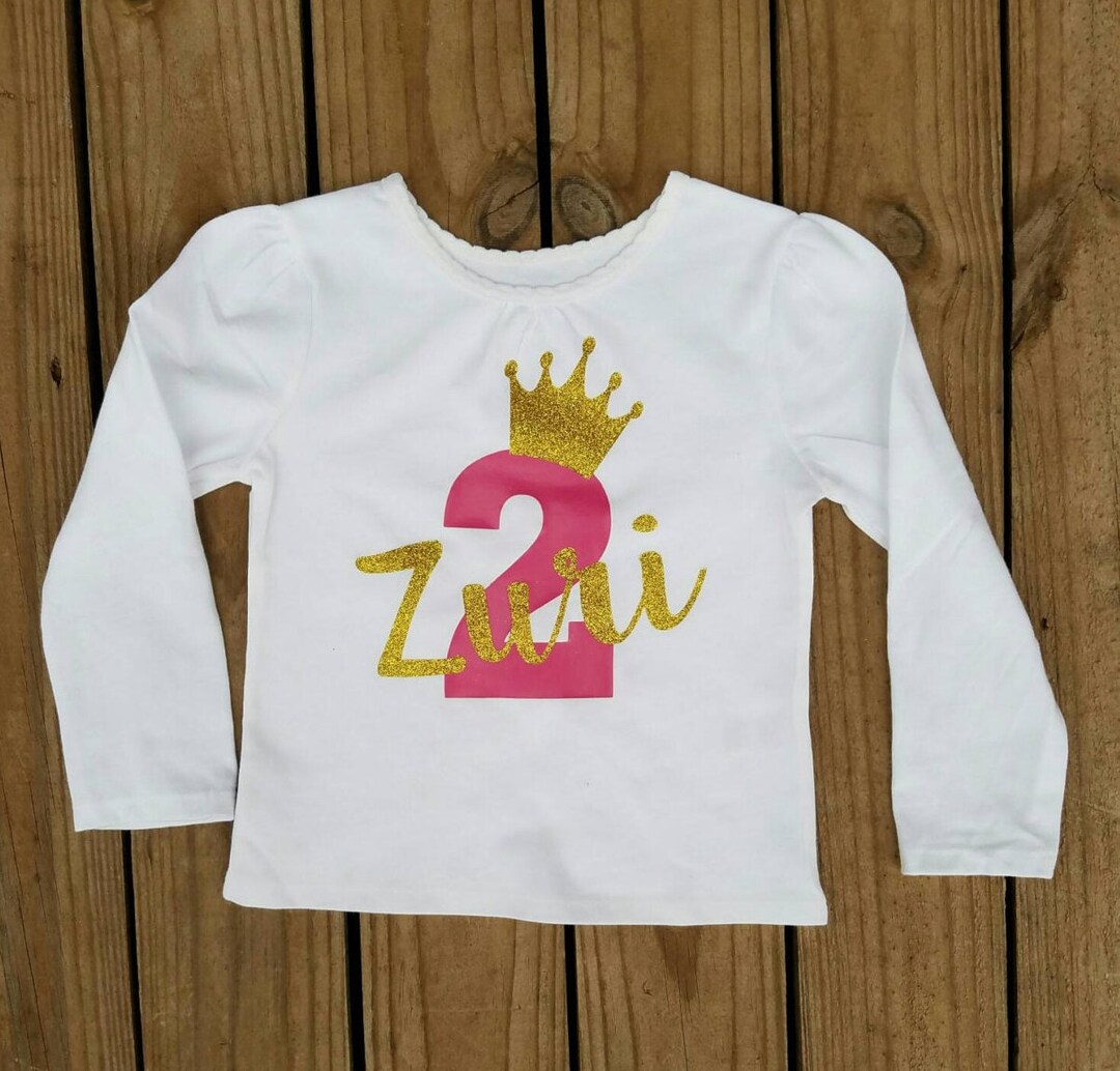 2 Year B-day Shirt, Girls Birthday Tee, Pink Gold Birthday, Birthday ...