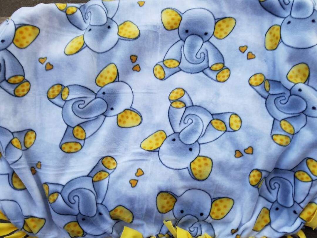 Elephant, Elephant Fleece No Sew Tie Knotted Blanket, Home Office ...