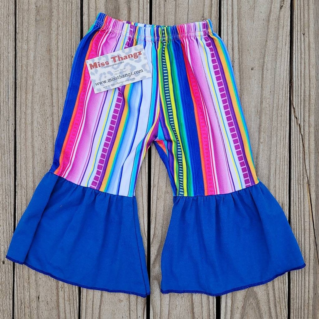 Serape FIESTA Birthday Pants, Mexican Party Birthday Bell Bottoms Pants ...