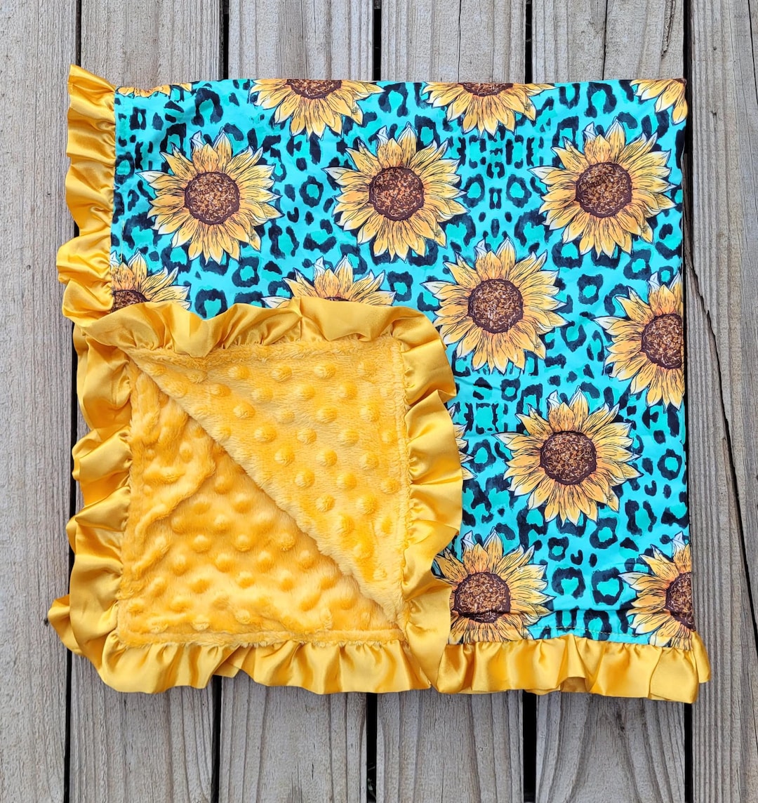 Sunflower Punchy Girl Blanket, Native Aztec Nursery Decoration, Minky ...