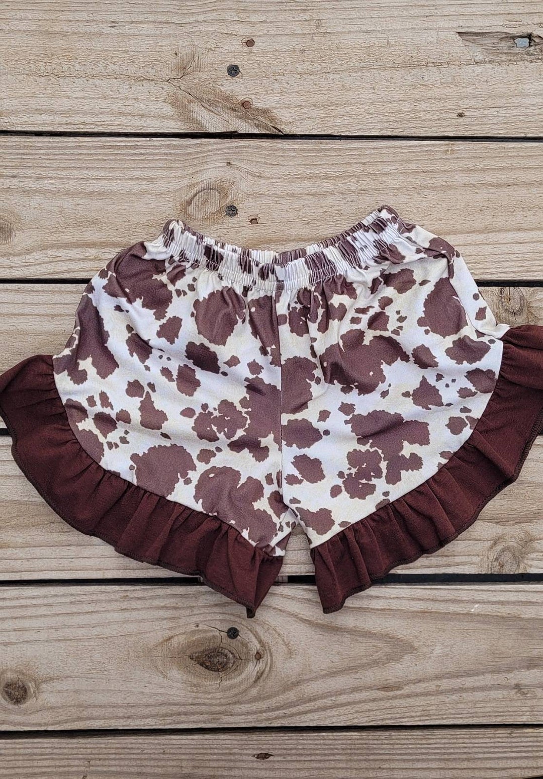 Cow Print Shorts Girls Western Clothing Cow Print Ruffle - Etsy