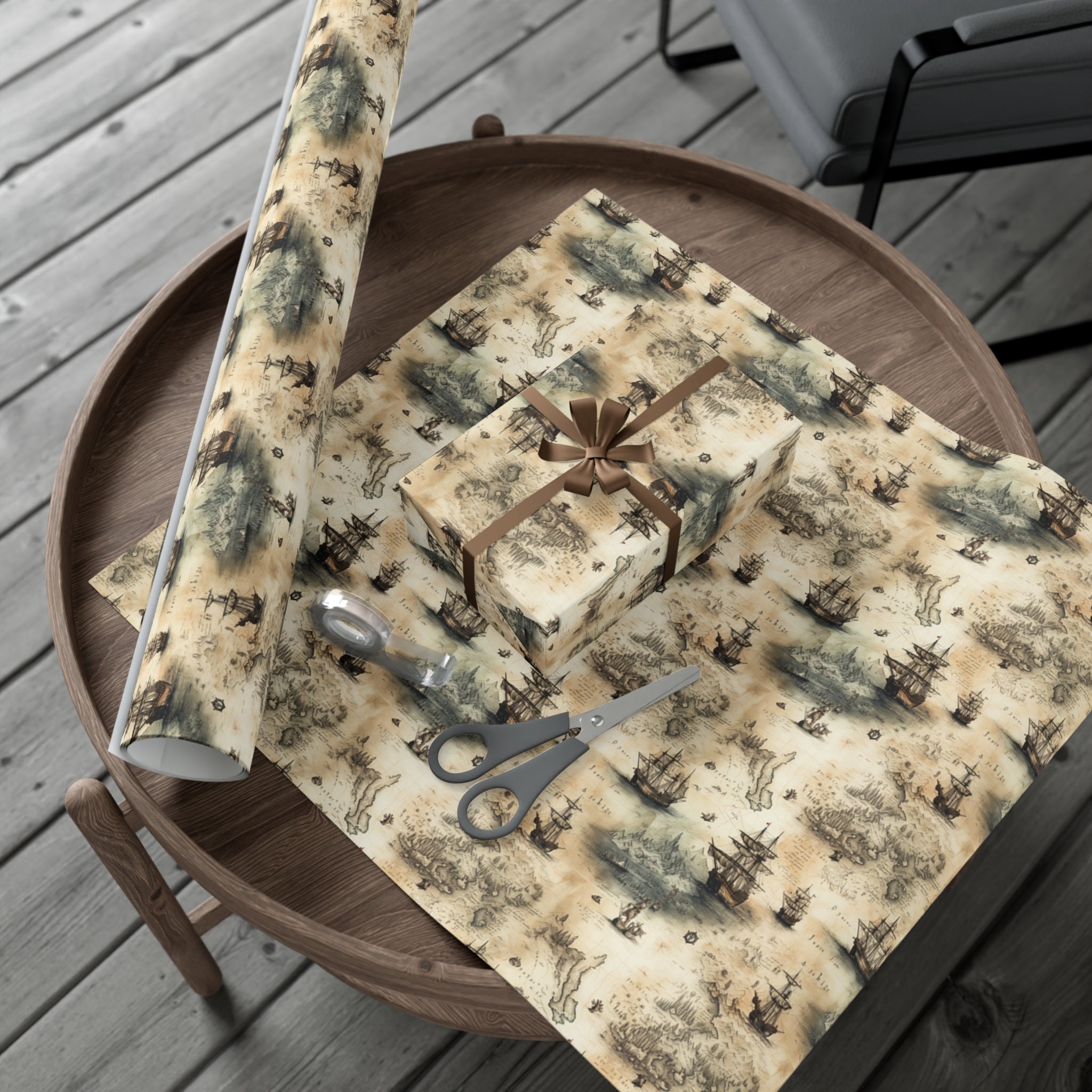 Travel Map Wrapping Paper Fictional World Map Wrapping Paper High ...